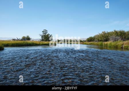 Fly fishing POV looking down a river Stock Photo - Alamy