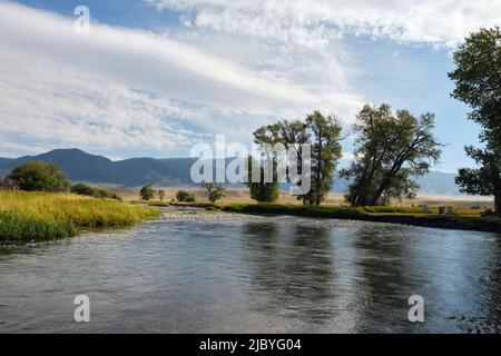 Fly fishing POV looking down a river Stock Photo - Alamy
