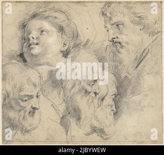 Study sheet with five heads Stock Photo - Alamy