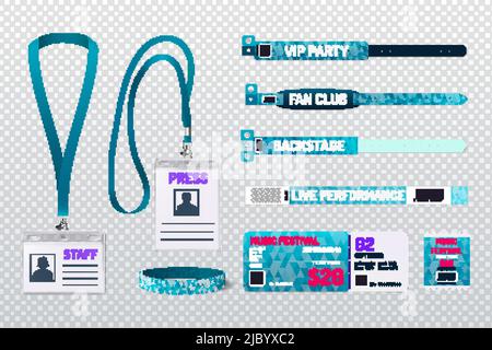 Party passes festival tickets staff press id cards club members ...
