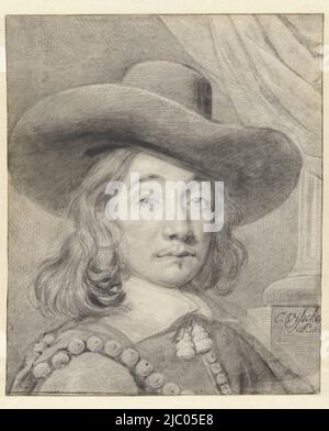 Self-portrait with a Hat, Cornelis Visscher (II), 1652 drawing ...