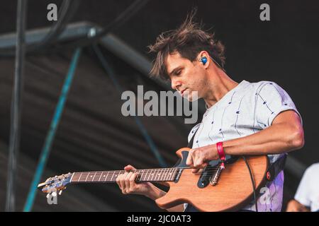 David Longstreth of Dirty Projectors Rock band performs live on stage ...