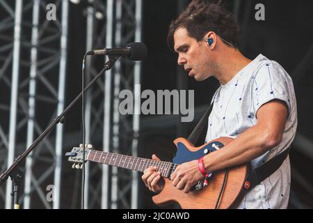 David Longstreth of Dirty Projectors Rock band performs live on stage ...