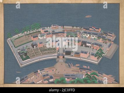 View of Deshima, Kawahara Keiga (workshop of), 1833 - 1836 silk 60 - 85 ...