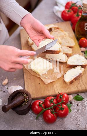 Crust tasty baguette over board isolated Stock Photo - Alamy