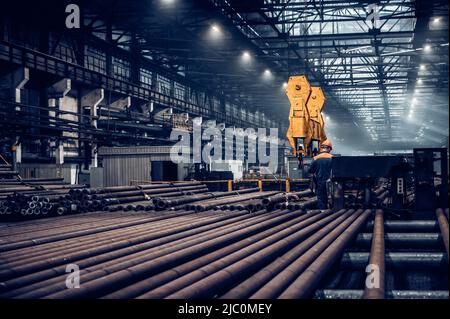 Process of cooling ready steel pipes on Iron and Steel Factory or Pipe ...