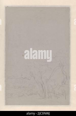 Sketch of a landscape, Piet Meiners, 1867 - 1903 drawing paper. chalk ...