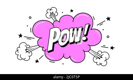 Pow bubble speech comic expression frame cartoon doodle isolated on ...
