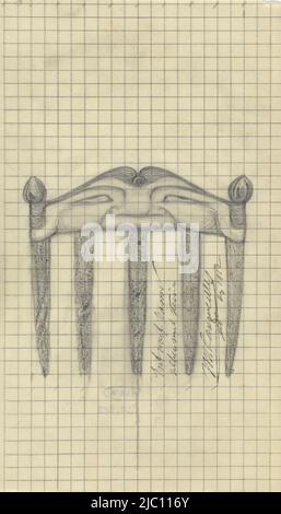 Design for a decorative comb, Mathieu Lauweriks, 1912 drawing tracing ...