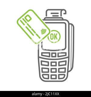 Line drawing contactless payment. Credit card. POS terminals NFC ...