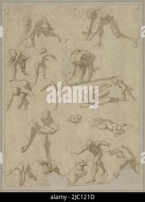 Moving figures. Sketch sheet with moving figures, cubist Stock Photo ...