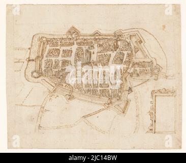 Map of the city of Meiningen (?), Anonymous, 1500 - 1599 drawing paper ...