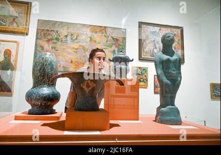 Brighton UK 9th June 2022 - Emily Medd the assistant Curator at Towner ...
