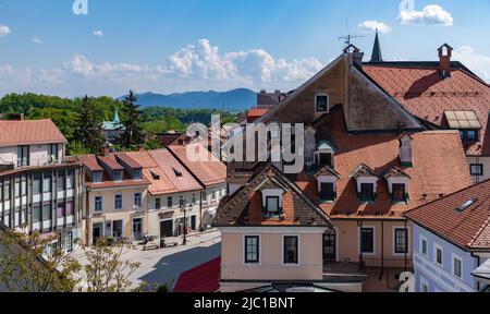 A picture of the architecture of Kranj around the Master's Square Stock ...
