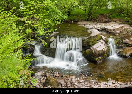 Pont Cwm y Fedwen Waterfall, Brecon Beacons, Wales, England Stock Photo ...