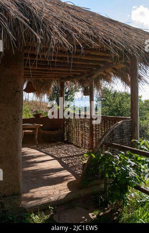 Leshten village, traditional architecture, unique clay house, thatch ...