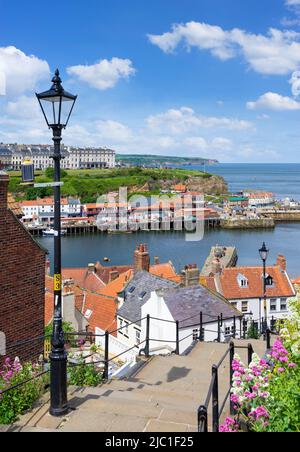 aerial view of Whitby and the North Yorkshire Coast, England, UK Stock ...
