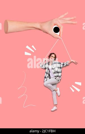 Photo cartoon comics sketch collage picture of smiling lucky lady ...