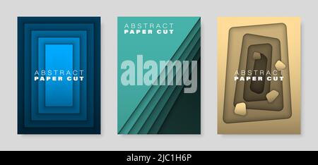Set of covers with particular paper cut graphics. Elements easily ...
