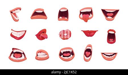Cartoon face with open mouth, disgust or yawning vector emotion with ...