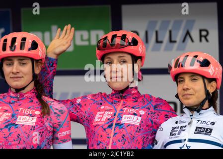Tanja Erath and Omer Shapira cyclists of team EF Education at ...