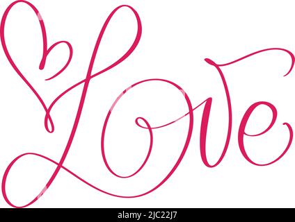 Handwritten laser cut calligraphy text Love in heart. Happy Valentines ...