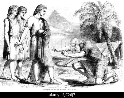 Old Testament. Book of Genesis. Abraham and Isaac carrying the wood for ...