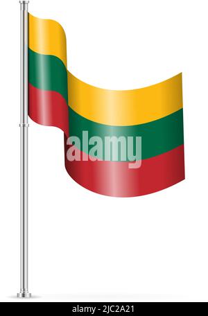 lithuania flag on pole. Metal flagpole. National flag of lithuania ...