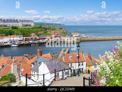 aerial view of Whitby and the North Yorkshire Coast, England, UK Stock ...