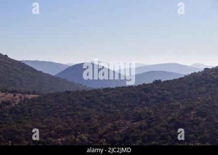 Distant view of the blue, concentric ridges, which form the outer rings ...