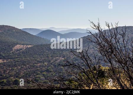 Distant view of the blue, concentric ridges, which form the outer rings ...