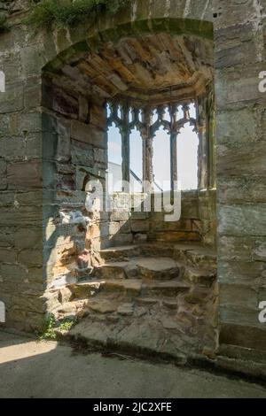 Detail inside the Marmion Tower, West Tanfield, North Yorkshire, UK ...