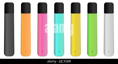 Realistic vape electronic cigarettes set with isolated images of ...