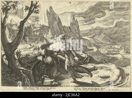 Pyramus and Thisbe. Scene from the Metamorphoses by Roman poet Ovid ...
