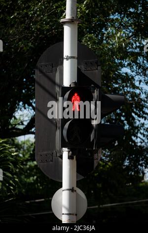 Green and red light signal by the train track Stock Photo - Alamy
