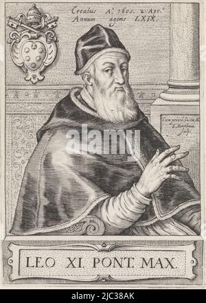 Portrait of Pope Leo XI, Jacob van der Heyden, After Jan Ziarnko, 1605 ...