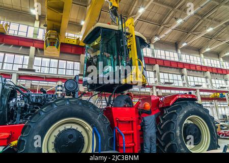 Production line of assembling agricultural tractors and harvesters ...