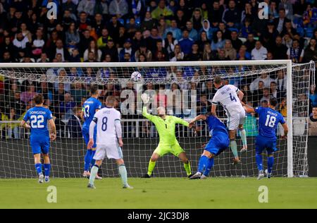 Northern Ireland's Daniel Ballard (second right) scores their side's ...