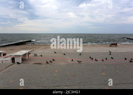 General view of the prohibition tape near the Villa Otrada beach. Due ...