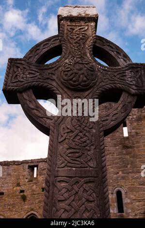 High Cross in the village of Cong in County Mayo, Ireland Stock Photo ...