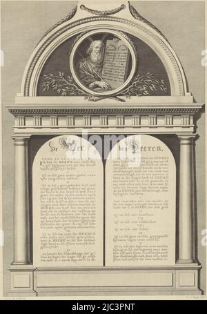 The two stone tablets with the ten commandments in calligraphy ...