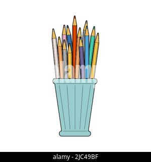 color pencil holder cartoon vector illustration Stock Vector Image ...