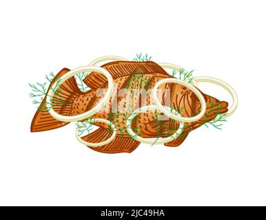 Fried fish isolated. fried perch Vector illustration Stock Vector Image ...