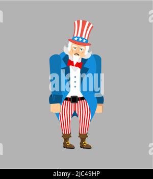 Uncle Sam sad emoji. sorrowful emotions. Uncle Sam dull Stock Vector ...