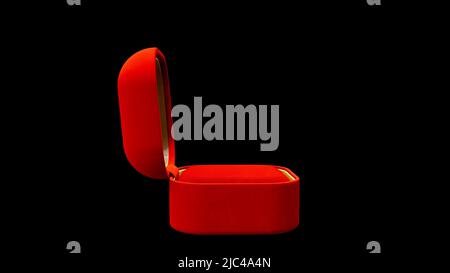 Red - goldish opened jewellery present with diamond wedding ring on ...