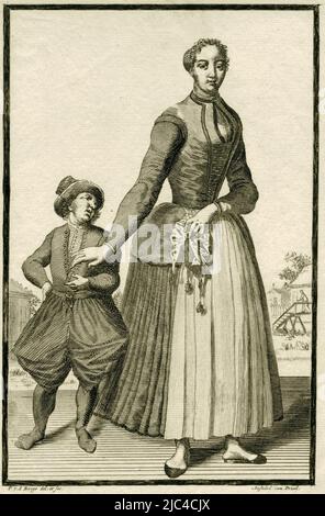 Woman in the traditional costume of Friesland; Province of Friesland ...
