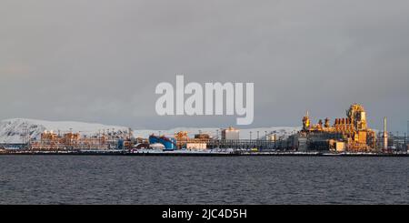 Natural gas liquefaction plant, Melkoya Island, Hammerfest, Norway ...