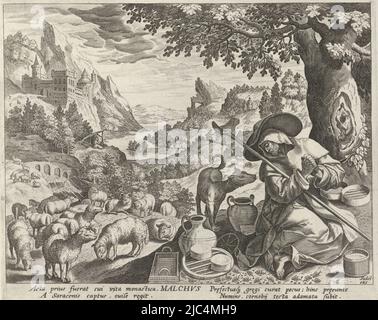 Saint Malchus. Engraving Stock Photo - Alamy