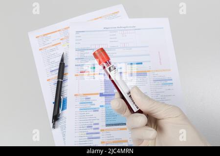 blood probe and request form for analysis in a laboratory Stock Photo ...