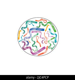 Multicolored ribbons frame watercolor illustration on white background ...